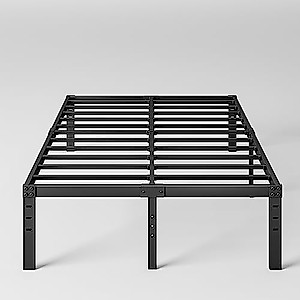 Cleaniago California King Metal Platform Bed Frames No Box Spring Needed,Heavy Duty Steel Slats Platform with 3000lbs Support, Noise Free, Anti-Slip, Easy Assembly, Black