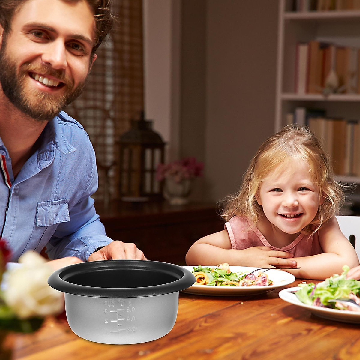 MAGICLULU Small Rice Cooker Liner 1.58-Qt Cooking Pot Liner Replacement Mini Non-stick Rice Cooker Pots for Rice Cooker 8.25 x 8.25 x 3.54Inch Black