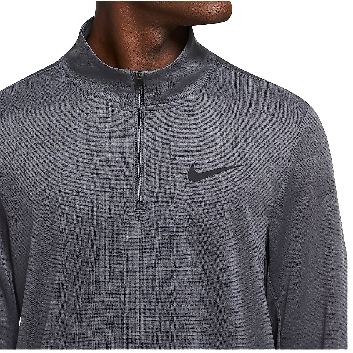 Nike Men’s Breathe Superset Iron Grey ¼ Zip (Quarter Zip) Training/Running Lightweight Long Sleeve Baselayer Shirt, Black Swoosh, Dri-Fit Wicks Moisture, Style CZ1212/Color 068, Size Small