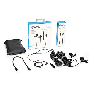 BOYA Dual Lavalier Lightning Microphone for iOS iPhone 11 Vlog, 20 ft/6m BY-M2D Dual-Head Lapel Universal Mic with Lightning Plug Adapter for iPhone 11 10 X 8 7 MAC YouTube Video Facebook Live