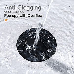 TIORIY Black Bathroom Faucets for 3 Holes Sink - 2-Handle Bathroom Sink Faucet with Drain for Sink 3 Hole, Waterfall Bathroom Faucet with Pop Up Sink Drain Stopper, Black Washbasin Faucet