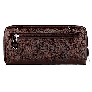 The Clownfish Vegan Leather Wallets for Women Ladies Purse Handbag Clutch Bag-Dark Brown