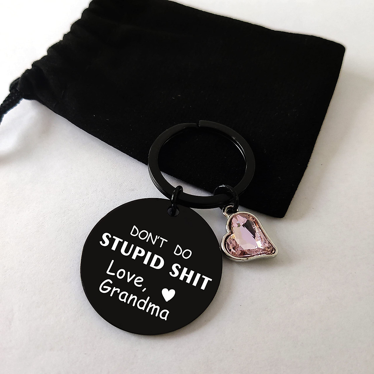 Funny Birthday Gifts for Grandson Granddaughter from Grandma Don't Do Stupid Keychain Funny Sarcasm Gift for Women Men Friend Teenager Boy Girl Humor Gag Gifts Grandma to Kid Stocking Stuffer