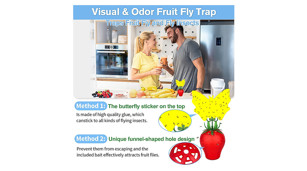 Fruit Fly Trap for Indoors,Effective Fruit Fly Killer Catcher Gnat Trap ...