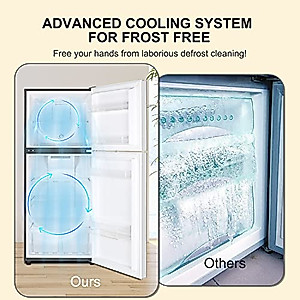 Frestec 10.0 CU' Refrigerator with Freezer, Apartment Size Refrigerator Top Freezer, 2 Door Fridge with Adjustable Thermostat Control, Freestanding, Door Swing, Stainless Steel (FR 1002 SL)