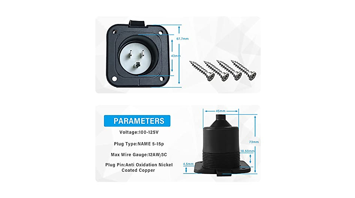 SUASLART 15 Amp RV Power Inlet Socket - Waterproof & Durable