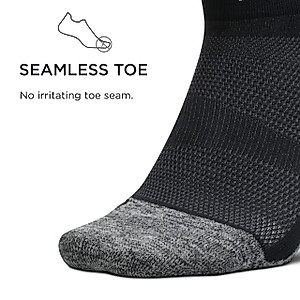 Feetures Elite Ultra Light Cushion Mini Crew Sock - Sport Sock with Targeted Compression - X-Large, Rogue Black (1 Pair)