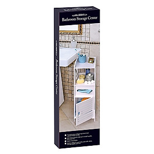 Etna Bathroom Storage Cabinet Tower - Freestanding Restroom Organizer Rack, White Bath Room Shelf Unit with Tissue Holder