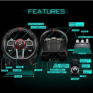 Flashfire Suzuka 900R racing wheel set with Clutch pedals and H-shifter for PC, PS3, PS4, Xbox 360, XBOX ONE and Nintendo Switch