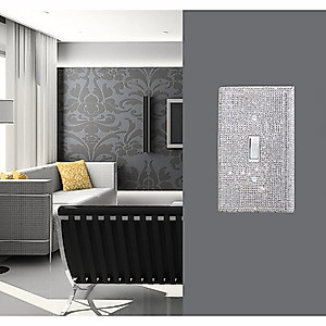 Shiny Silver Rhinestones Wall Plates Light Switch Decorative Cover Plate Single Toggle Rhinestones Outlet Covers Wall Plate