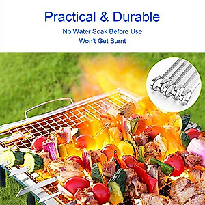 Shish Kabob Skewers, Kebab Skewers 17.7" Stainless Steel Reusable Flat BBQ Sticks for Meat Chicken Shrimp and Vegetable(10-Pack)