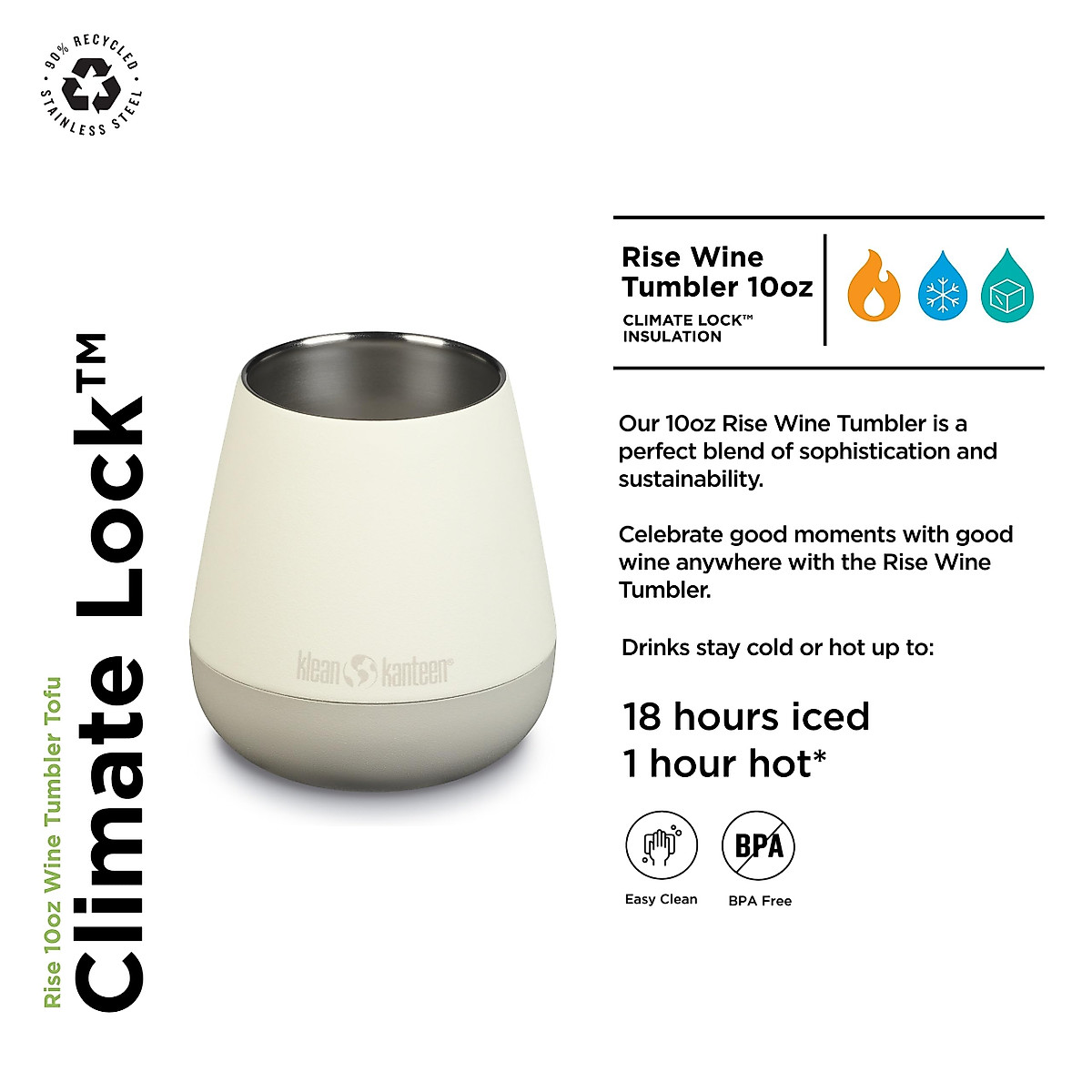 KLEAN KANTEEN Tofu Insulated Rise Tumbler W/Flip Lid, 1 EA