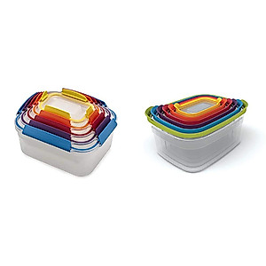 Joseph Joseph Nest Lock 10-Piece and Nest 12-Piece Plastic Food Storage Container Sets with Lockable Airtight Leakproof Lids