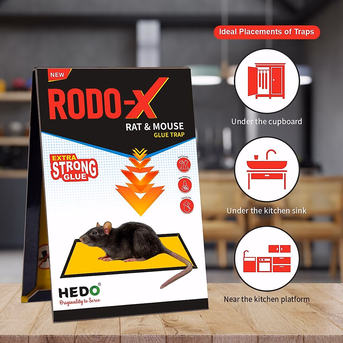 Rat/Mouse Glue Trap Big,Non-Toxic,Non-Drying Glue Pad Pack of 5