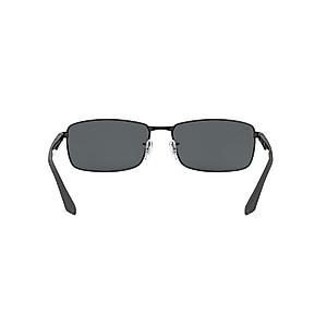 Ray-Ban Men's RB3498 Rectangular Sunglasses, Matte Black/Polarized Grey, 64 mm