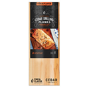 Fire & Flavor FFPD110, Cedar Planked Salmon, Sustainably Sourced & Certified, 2-Pack, 11 inch, 15 inch, Brown