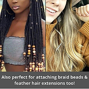 5 Wooden Hair Extensions Loop Needle Threader Wire Pulling Hook Tool for silicone microlink beads and feathers, Set of 5 for hair or feather extensions (5 Loop Tools)