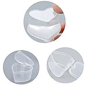 AKOAK 45ml Heart Shape Plastic Storage Box with Cover Transparent Container Organizer Jewelry Earring Spice Storage Box Leakproof Container