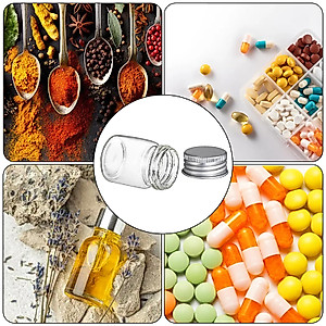 Coloch 36 Pack 15ml Empty Glass Jars with Screw Aluminum Caps, 0.5Oz Mini Cosmetics Container Jar Glass Paint Jar Refillable Glass Oil Vials Test Bottles for Cosmetics, Chemicals, Decoration