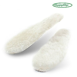 Happystep Genuine Sheepskin Lambswool Cushioning Shearling Winter Insoles with Felt Comfort Sole(Women 11)