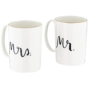 Kate Spade New York Bridal Party Mrs. 2Pc Mug Set, 1.55 LB, White