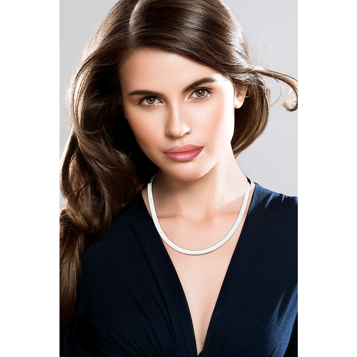 Miabella 925 Sterling Silver Italian Solid 7mm Flat Herringbone Chain Necklace for Women, Made in Italy (Length 20 Inches)