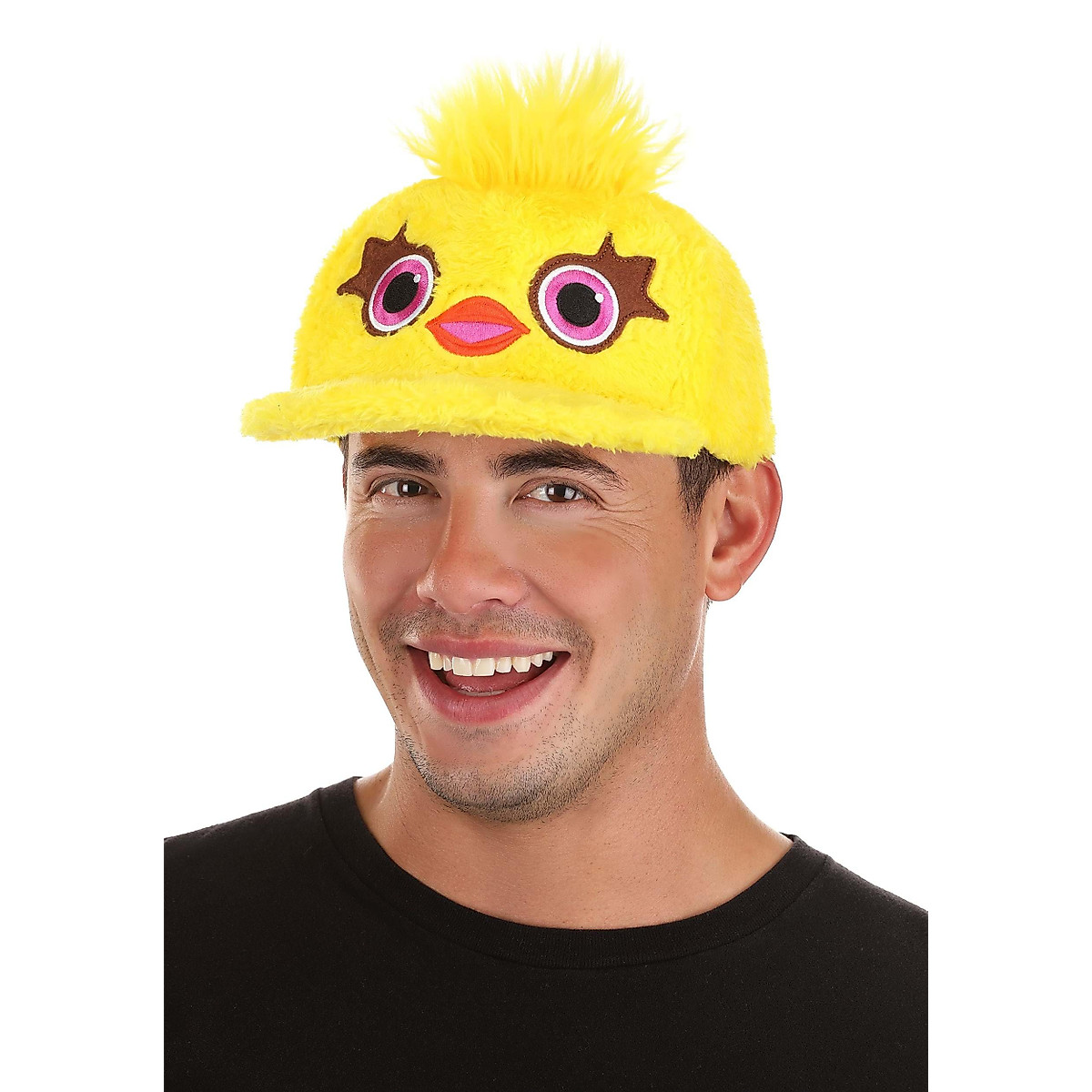 elope Disney Ducky Toy Story Fuzzy Cap - Faux Fur with Embroidered Features - One Size Fits Most - Yellow