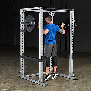 Body-Solid (GPR378 Power Rack - Heavy-Duty Steel Squat Cage with Adjustable Safety Bars and Chin-Up Bar for Home and Light Commercial Gym