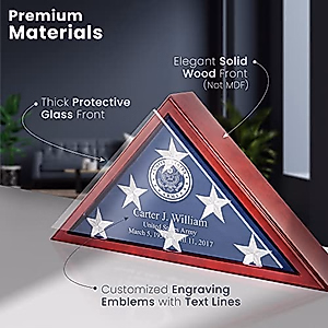 SmartChoice Personalized Flag Case for American Veteran Flag 9.5 X 5 Feet Flag Display Case for Burial Flag Wall Mounted Flag Box Display Case for Burial Flag to Display Folded Flag Glass Front.