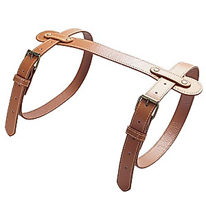 PU Leather Handle Outdoor Picnic Blanket Carry Strap Camping Travel Rug Carrier Blanket Motorcycle Tour Yoga Mat Luggage Belt (Light Brown)