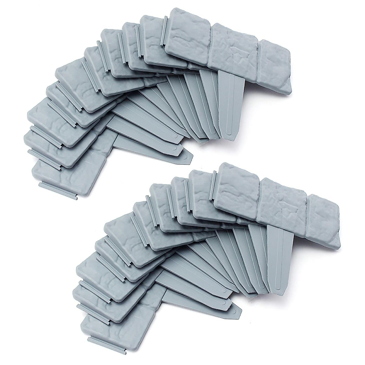 20x Cobbled Stone Effect Plastic Fence Garden Lawn Yard Plant Edging Border Grey