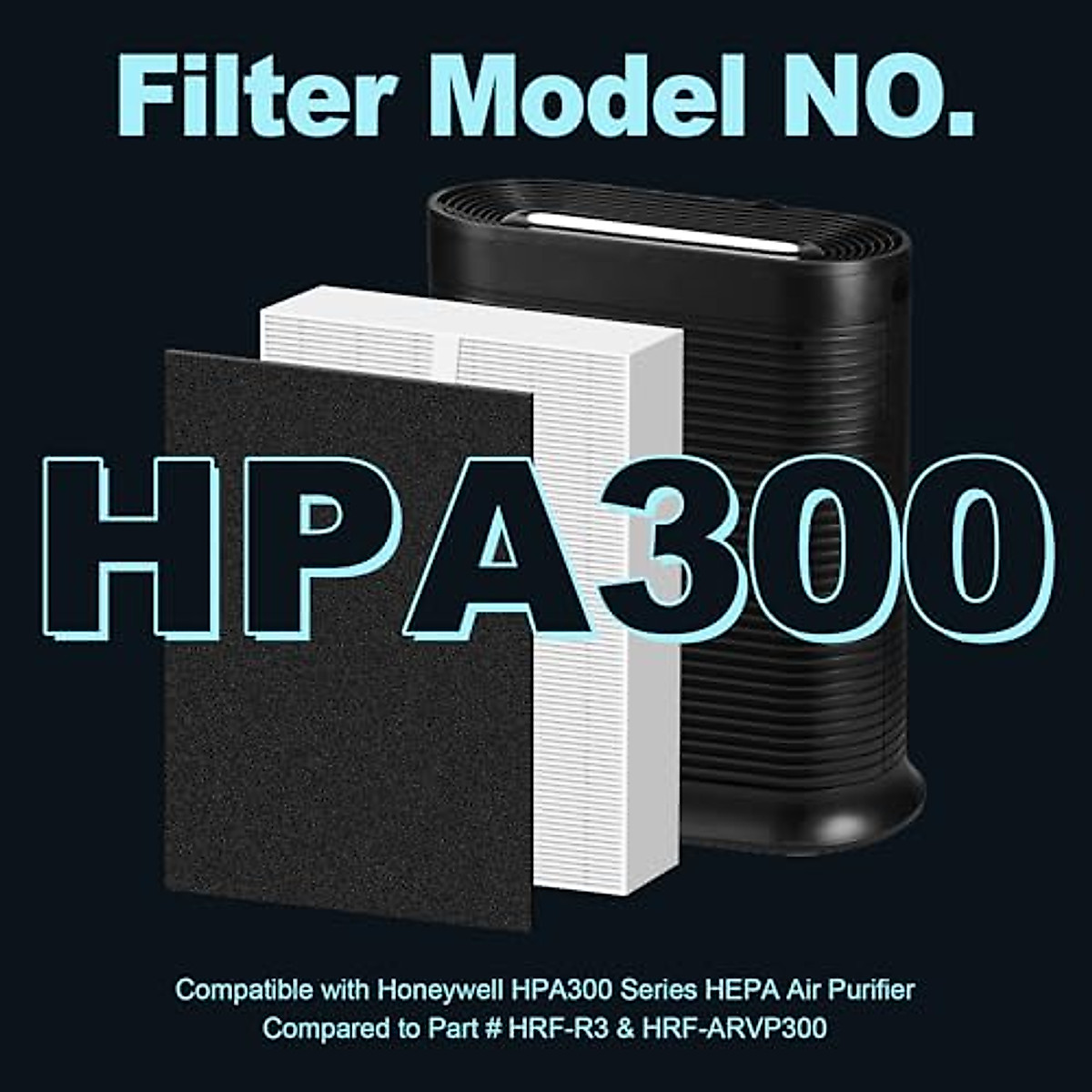 HPA300 HEPA Filter Replacement for Honeywell Air Purifiers HPA300 Series, HPA300, HPA304, HPA8350, HPA300VP, HPA3300b, HPA5300, Replace HRF-R3, 3 HEPA R and 4 Pre Filters A HRF-AP1