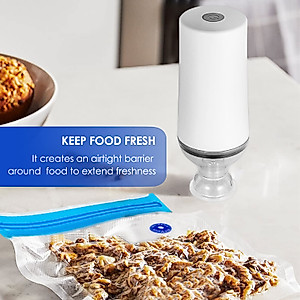 VICARKO Vacuum Food Sealer, Save Sealer, USB Rechargeable Handheld Pump, for Sous Vide and Food Storage, with 5 Reusable Zipper Vacuum Bags, Compatible with Anova Joule Sous Vide Machine