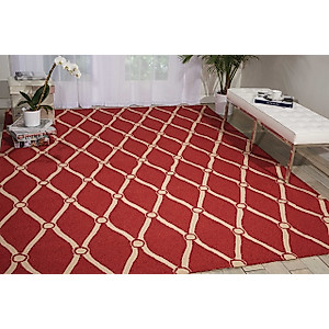 Nourison Portico Indoor/Outdoor Red 8' x 10'6" Area-Rug, Easy-Cleaning, Non Shedding, Bed Room, Living Room, Dining Room, Backyard, Deck, Patio (8x11)