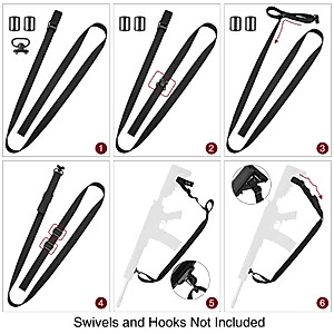 CVLIFE Rifle Sling with Quick Adjust Loop 1.25" Wide Tube Webbing Two Point Sling for Outdoor Sports Black