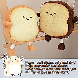 RELIGES Toast Bread Plush Pillow,Cute Simulation Bread Shape Pillow Soft Lumbar Back Cushion Plush Stuffed Toy for Home Decor (Happy)