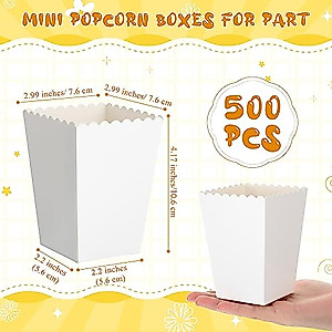Dandat 500 Pcs White Popcorn Boxes Mini Paper Popcorn Box Cardboard Popcorn Containers for Party Movie Night Birthday Wedding Decoration(2.2 x 4.2 x 3 in)