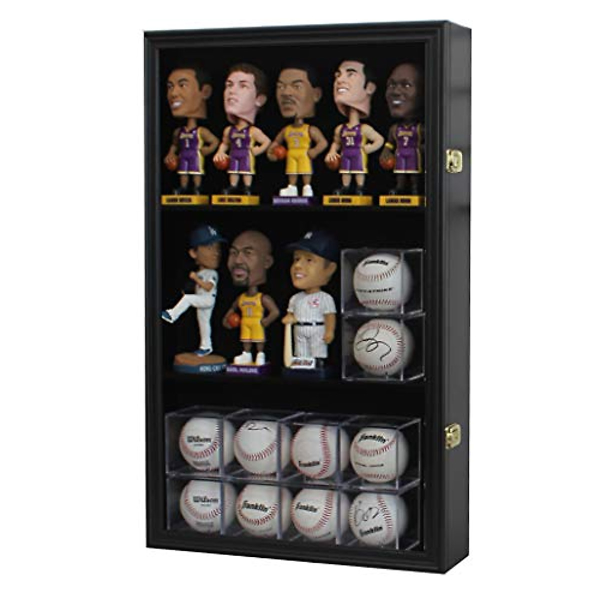 DisplayGifts Display Case Cabinet to Hold Bobble Head Bobblehead Wobbler Figurine Baseball Cubes, (Black)