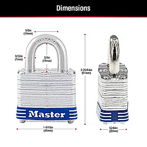 Master Lock 3008D Outdoor Padlock with Key, Pack of 4 Keyed-Alike Silver 1-1/2 Inch