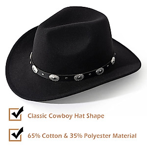 Lisianthus Men & Women's Felt Wide Brim Western Cowboy Hat Black
