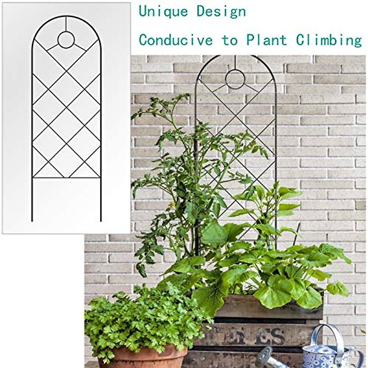 3 Pcs Garden Trellis for Climbing Plants Indoor, 23" x 7.7" Rust Proof Metal Support Wire with Decorative Lattice Grid Panels for Garden Indoor Potted Climbing Stems Stalks Vines