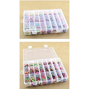 XINRONGMAOYI 24 Grids Beads Container, Jewelry Storage Box Gems Organizer Clear with Lids Adjustable Painting Diamond Storage Case for Plant Seeds
