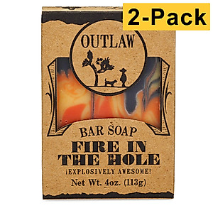 Fire in the Hole Handmade Soap - Campfire, Whiskey, and Gunpowder Scented Natural Soap for Men and Women - Bold, Manly Scent - By Outlaw