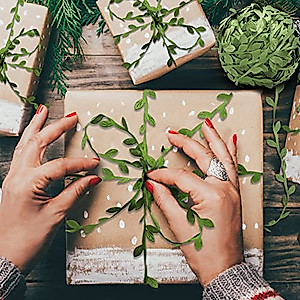 HECATY 132 Ft Leaf Ribbon, Artificial Eucalyptus Garland Vines Leaves String,Decorative Jungle Botanical Greenery for Baby Shower Home Wedding Party Balloon Wreaths DIY Craft