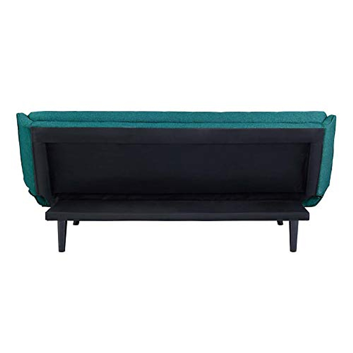Modway Glance Mid-Century Modern Upholstered Fabric Convertible Futon Sofa Bed Couch In Teal