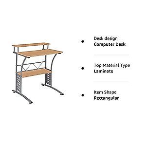 Flash Furniture Clifton Maple Computer Desk with Top and Lower Storage Shelves 28 Inch