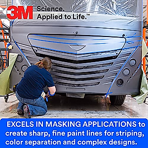 3M Vinyl Tape 471+, 1/4 in x 36 yd, Indigo, 1 Roll, Fine Line Tape for Paint Masking Striping, Color Separation and Complex Designs, High-Temperature, Stretch