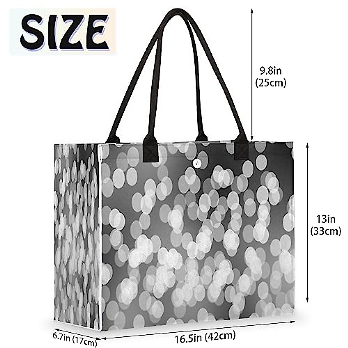 Mularoka Grey Gray Circles Large Tote Bag Shoulder Bag For Women Teachers Nurses Work Shopping Travel Handbag Purse