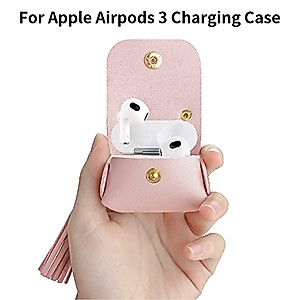 MODOS LOGICOS Case Cover for Air Pods 3 (2021), Genuine Leather Case with a Couple of Drooping Tassels Compatible with Apple AirPods 3rd Generation Charging Case - TaroPurple