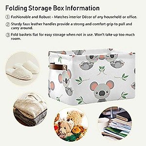 Nander Funny Sleeping Koala Bear Cube Folding Laundry Basket for Kids Toy Storage Basket Cosmetic Toys Cloth Storage Bins Organizer Office Stationery